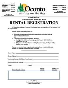 Rental Registration Form - City Of Oconto