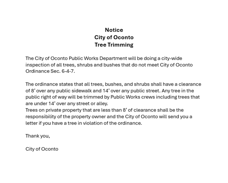 News and Information - City Of Oconto